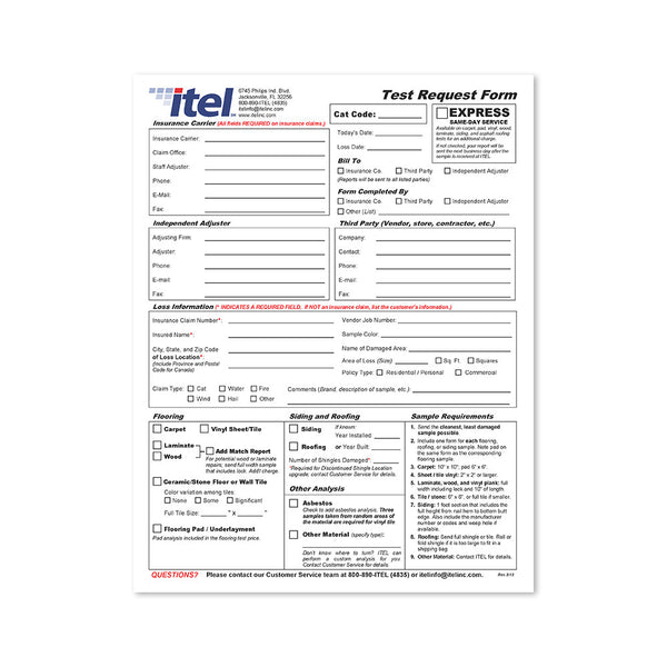 Test Request Form – ITEL Laboratories, Inc.