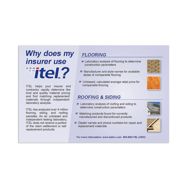 "Why Does My Insurer Use itel?" Flyer – ITEL Laboratories, Inc.